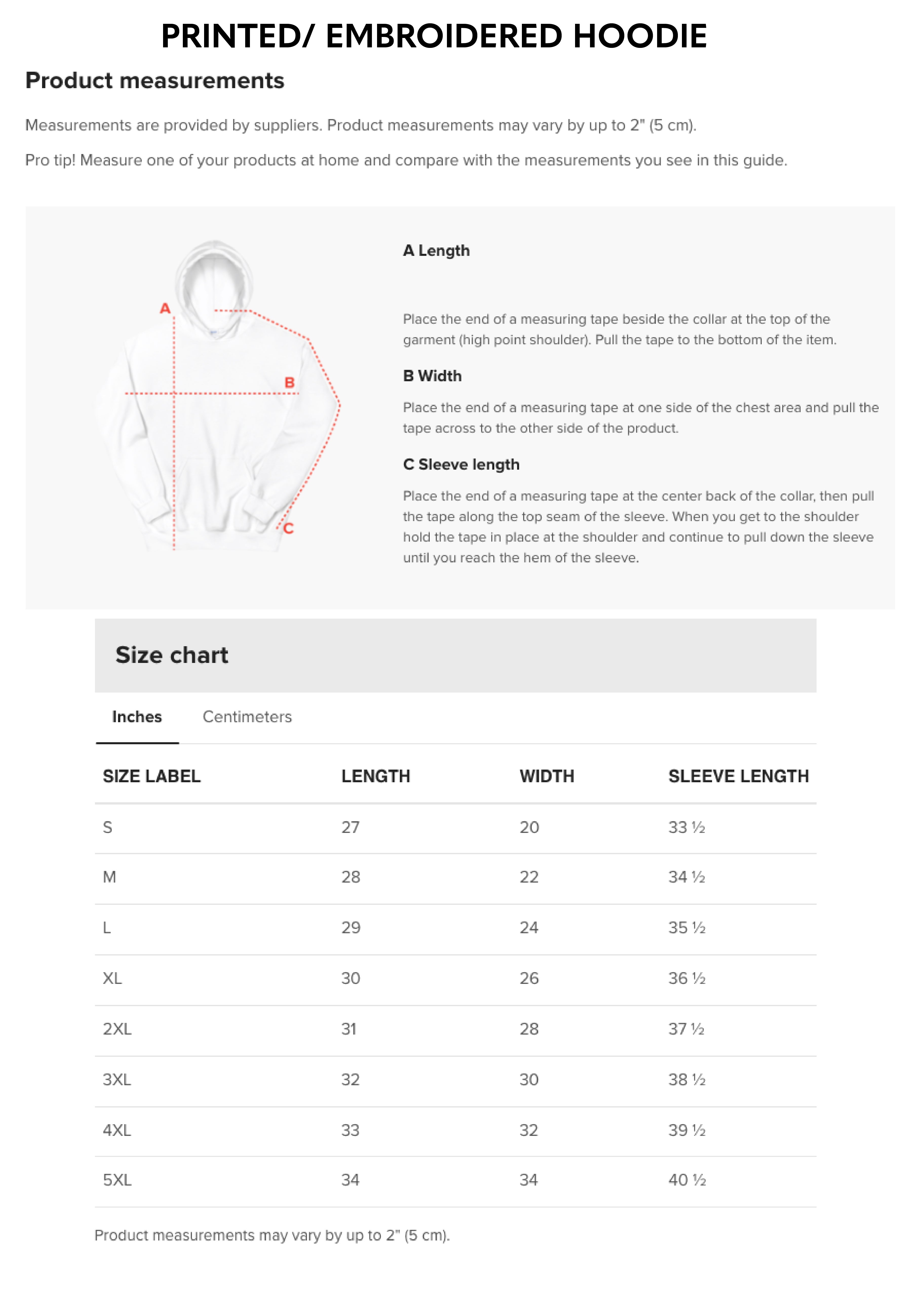 Size Charts – Noodlecat Studio